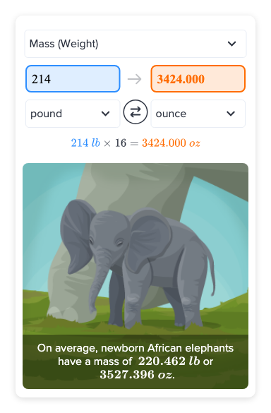 Flexi answers - How many ounces are in 214 pounds? | CK-12 Foundation